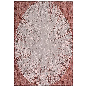 SAFAVIEH Courtyard Collection 9' x 12' Beige/Red CY8893 Indoor/ Outdoor Waterproof Easy-Cleaning Patio Backyard Mudroom Area-Rug
