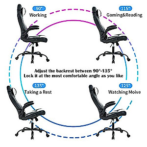 Gaming Chair, Ergonomic PC Computer Desk Chair High Back Office Chair Massage Lumbar Support Comfortable Leather Racing Chair Seat Adjustable Swivel Rolling Home Executive for Adults Teens Men Women