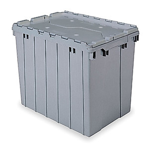 Attached Lid Container, 2.28 Cu Ft, Gray