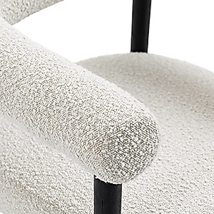 Meridian Furniture 560Cream-C Hyatt Collection Mid-Century Modern Dining Chair with Solid Wood Black Finish, Rich Cream Boucle Fabric, 26.5" W x 22" D x 28" H, Cream