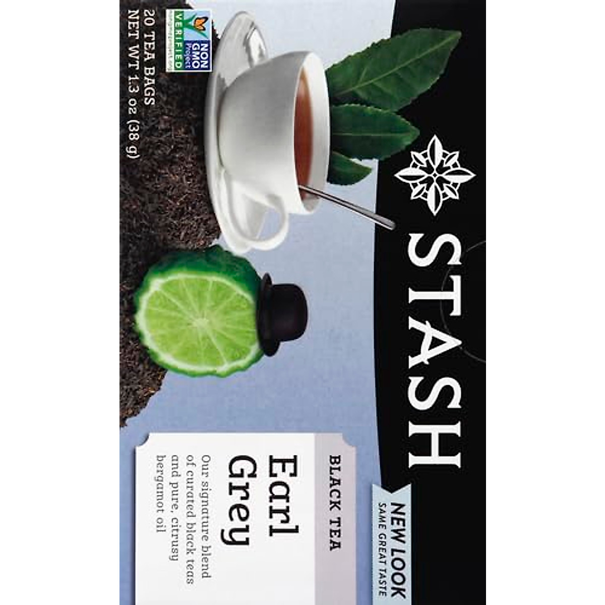 Stash Tea Earl Grey Black Tea, 20 Count Tea Bags Individually Wrapped in Foil, Black Tea with Citrus-y Bergamot, Premium Black Tea, Full Caffeine, Drink Hot or Iced