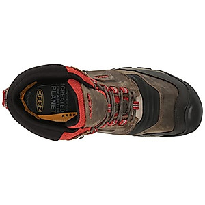 KEEN Men's Ridge Flex Mid Height Waterproof Hiking Boots, Dark Olive/Ketchup, 10.5