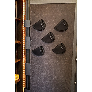 Velcro Holsters for Gun Safe by CCW Tactical - Universal Heavy Duty Pistol Revolver and Accessories Storage Organizer - Mounts Inside Safe Door, Black, 5-Pack