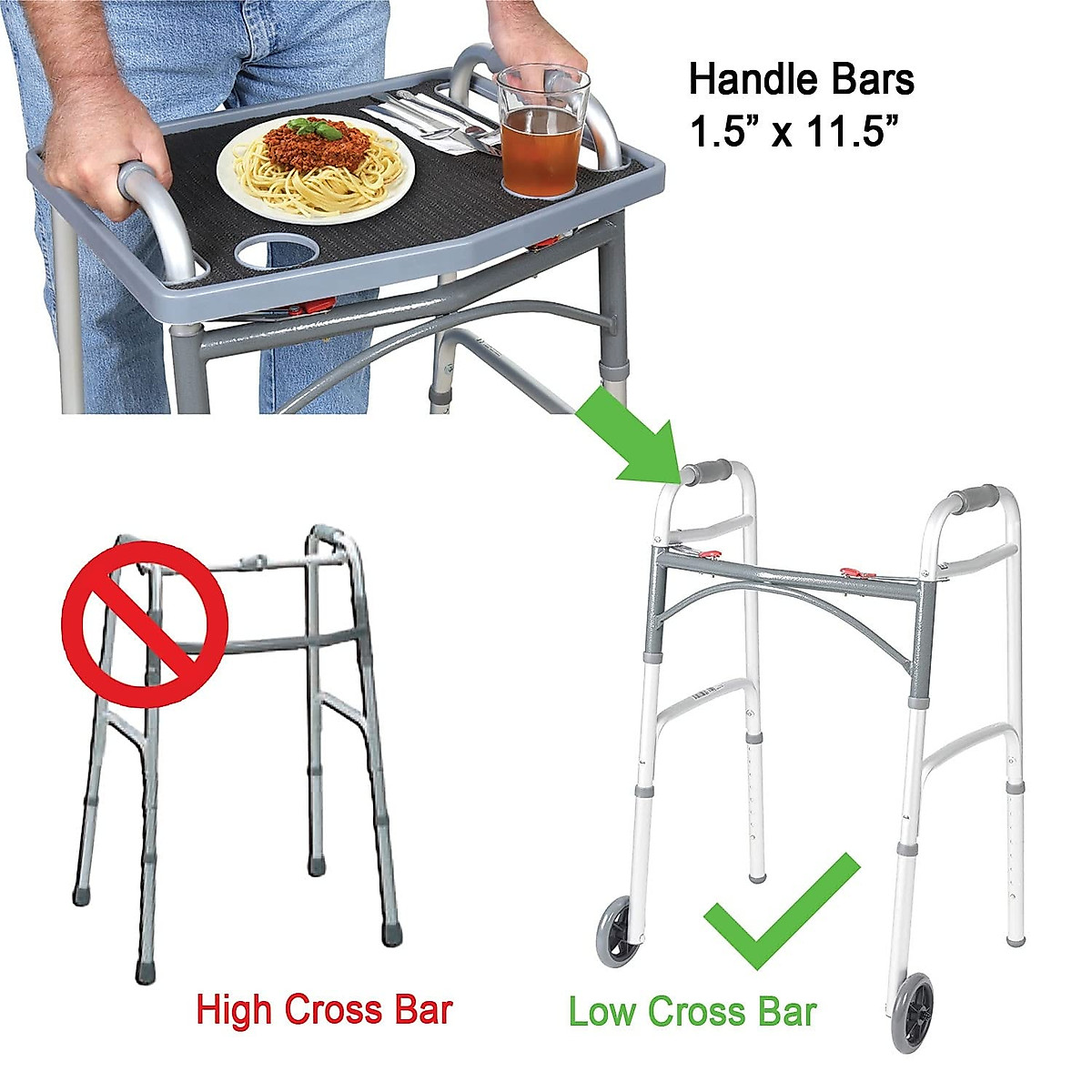 Support Plus Walker Tray Table - Mobility Table Tray for Walker, Non Slip Walker Tray Mat, Walker Accessories Mat, Cup Holder for Walker (21"x16") - Royal Blue