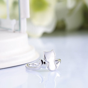 VIKI LYNN Sterling Silver Rings Cute Cat Tail Ring Gifts for Women Ring Size 4.5