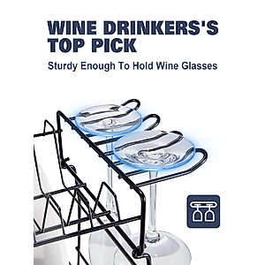 BRONYPRO Dish Drying Rack, 2 Tier Dish Drying Rack for Kitchen Counter, Extra Large Dish Strainer with Drainboard, Dish Organizer with Drying Board, Utensil Holder, Cup Rack, Black