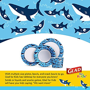 Glad for Kids Sharks 12 oz Paper Snack Bowls with Lids, Disposable Snack Cups with Lids, 12 oz, Heavy Duty Disposable Soak Proof Microwavable Paper Bowls for Soup, Ice Cream, 20 Count (Pack of 6)