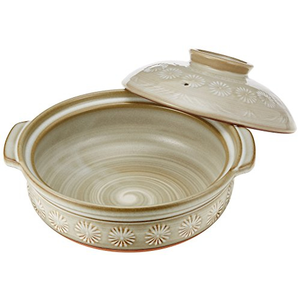 Banko Ware 52013 Ginpo Hanamishima Earthenware Pot (Deep Pot), No. 9, For 4-5 People