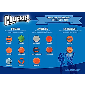 Chuckit! Ultra Squeaker Ball Dog Toy, Medium (2.5 Inch) 2 Pack, for Large Breeds, Blue, Orange