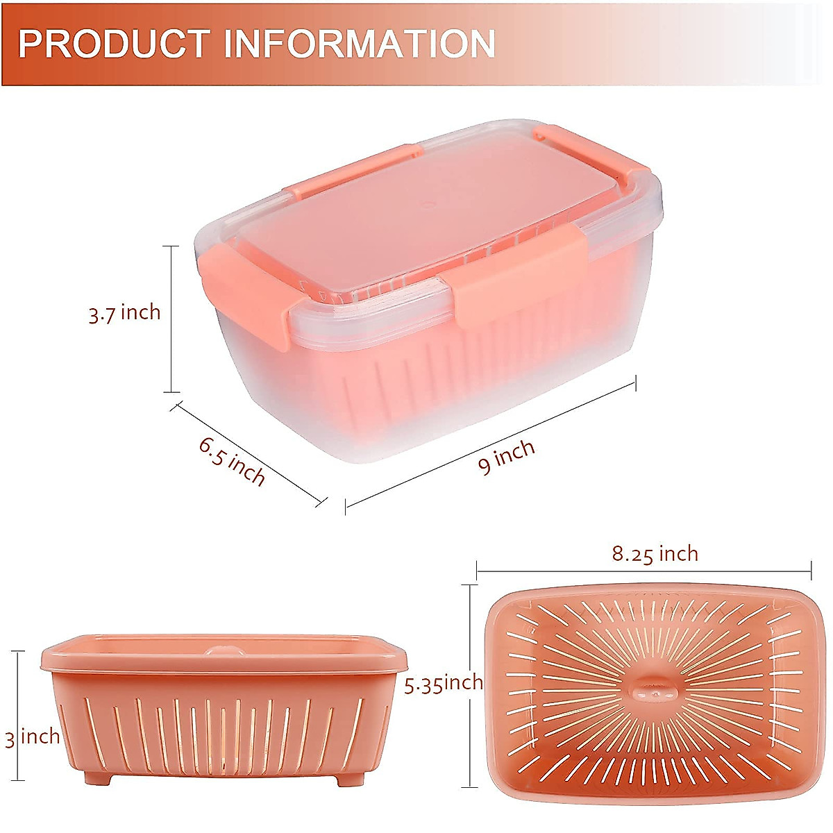 shopwithgreen 52 OZ to Go Salad Container Lunch Container, BPA-Free, Berry Boxes Keep Fresh Produce Saver Food Storage Containers with Leak-proof Lids - Clear, 68oz,Microwave Safe (Pink)