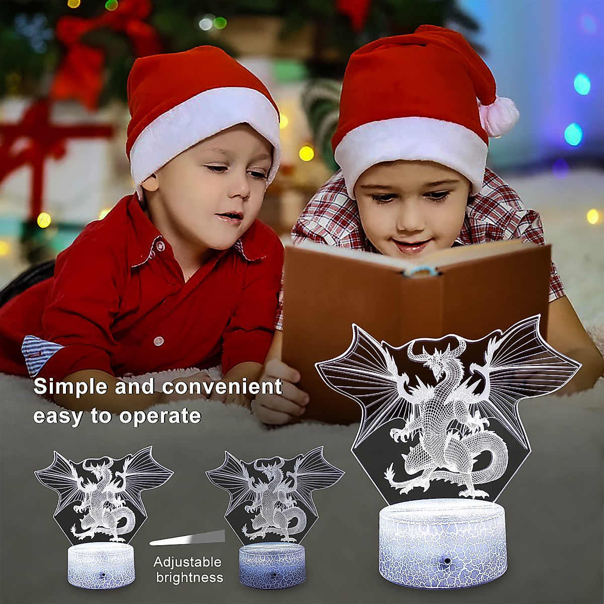 Dragon Lamp 3D Dragons Night Light for Kids with Remote & Smart Touch 7 Colors + 16 Colors Changing Dimmable Dragon Toys for 3 4 5 6 7 8 Year Old Boys Christmas Birthday Gifts (Remote Control)