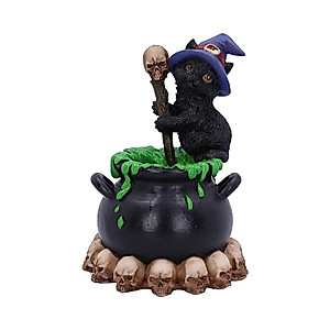 Nemesis Now Spook Witches Familiar Black Cat and Bubbling Cauldron Figurine,12cm