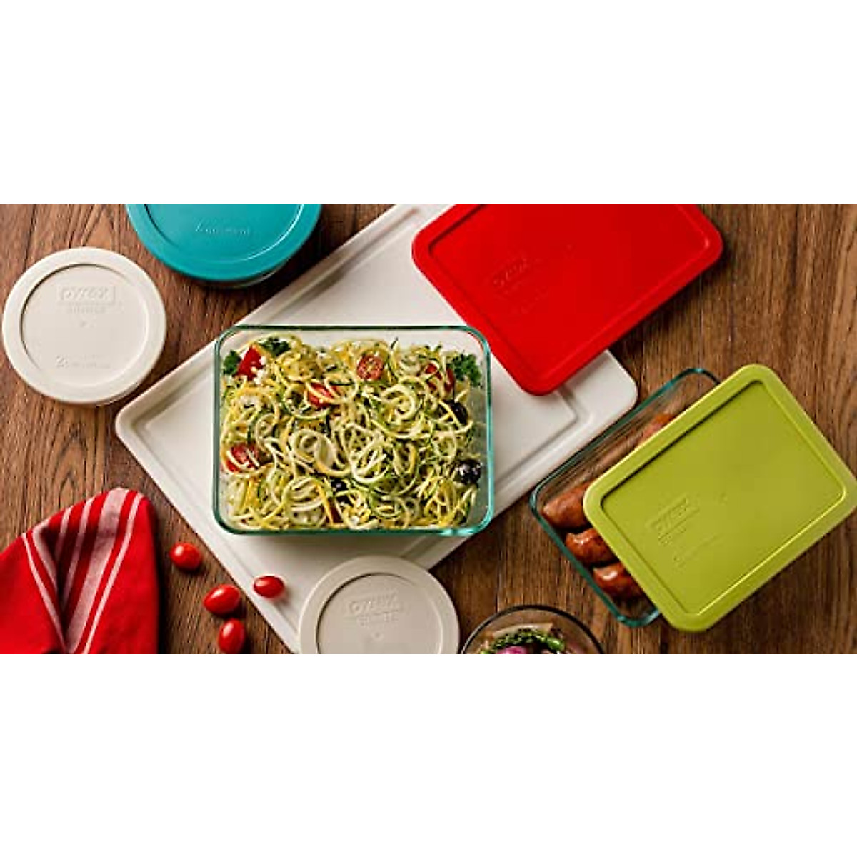 Pyrex 3-Cup Single Rectangular Food Storage Container with Lid, Non-Toxic, BPA-Free Lid, Tempered Non-Pourous Glass, Microwave, Dishwasher, Freezer and Oven Safe, Red