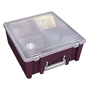 AB Designs 6990ABP Super Satchel Double Deep with Removable Dividers, Stackable Home Storage Organization Container, Plum