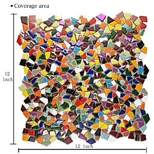 Lanyani Vibrant Broken Ceramic Tiles for Crafts Mosaics,Irregular Polished China Tile Scraps Stained Glass Pieces, Mixed Colors- 2Pounds/0.97 Square Foot