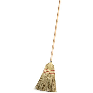 Carlisle 4134967 Warehouse Broom with Wood Handle, 10" Bristle Trim, 1" Height, 1" Width, 55" Length, Corn Blend, Natural