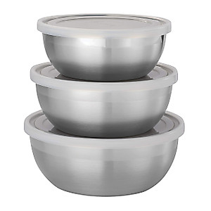 Tramontina Covered Round Container Set w/Frosted Lids Stainless Steel 3 Pc, 80204/020DS
