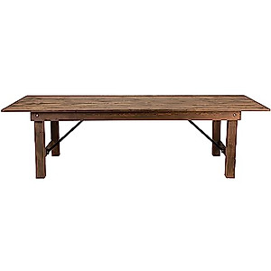 Flash Furniture Hercules Commercial Grade Farmhouse Dining Table | Solid Pine Foldable Table for 10 in Antique Rustic | Rustic Charm for Home and Events