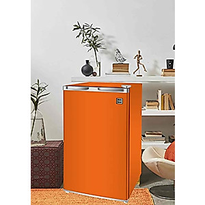ARCTIC CHEF Mini Refrigerator-Freezer Compartment-Adjustable Thermostat Control-Reversible Doors-Ideal for Dorm, Office, RV, Garage, Apartment-ORANGE, 3.2 CU.FT