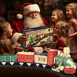 XINGYING Train Set - Electric Train Toys, Toddler Train w/Light and Sounds (ON/Off), Classical Train Sets for boys w/Locomotive,Carriages and Tracks,Christmas Toy Train Gifts for 3 4 5 6 Year Old Kids