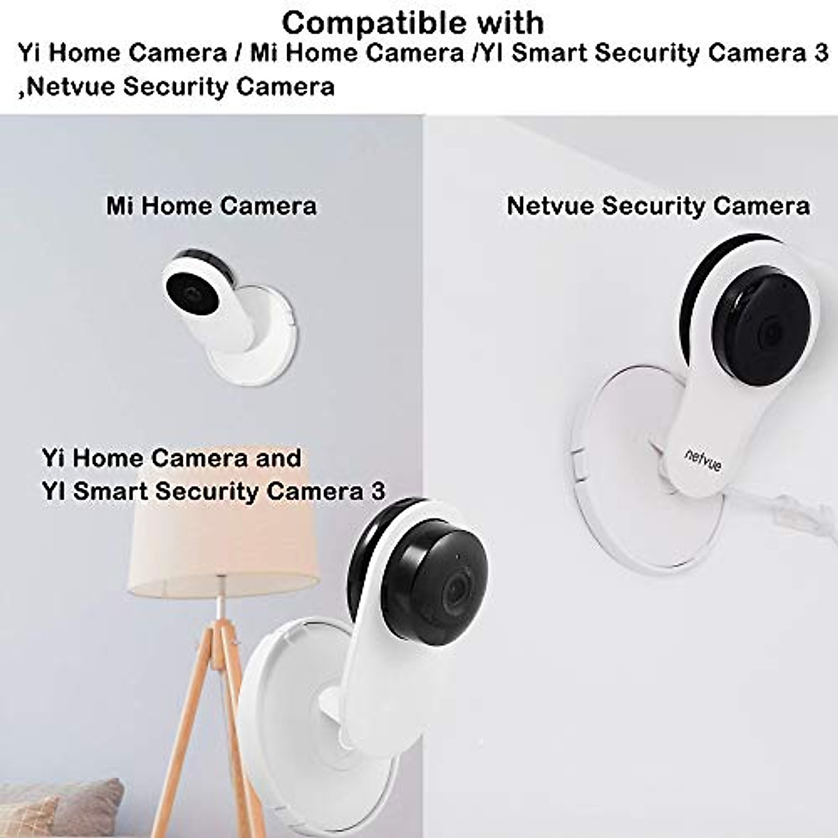 Aboom (Pack of 4 Wall Mount Compatible with Yi Home Camera No Drilling, No Tools, Install Damage-Free, Bracket for YI 1080p/720p Home Camera Designed for USA (NOT Included Camera)