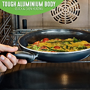 GREENCHEF Diamond Healthy Ceramic Non-Stick 2-Piece Frying Pan Skillet Set, 20 cm and 28 cm, PFAS-Free, Induction Suitable, Oven Safe up to 160˚C, Black