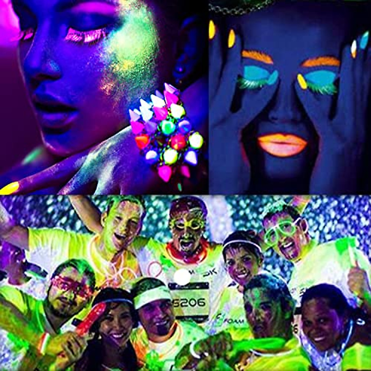 BAIYIYI Glow in The Dark Powder,Pack of 24 Luminous Pigment Powder Night Fluorescent UV Neon Color Changing Pigment Dust for DIY Nail Art Slime Resin Acrylic Paint Ink Non-Toxic