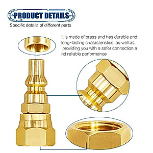 Xastro 1/4'' RV Propane Quick Connect Adapter Fittings LP Quick Connect Fittings for Camping Grills, Fire Pits, Heaters and RV Quick Connect 1/4" Quick Key Connect Pulg x 3/8'' Female Flare