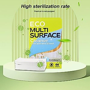 JSENA Floor Cleaner Sheets，60 Loads Multi Effect Floor Cleaning Slice, Mopping concentrated Floor Cleaning Sheets for Mopping Concentrated Multi-Surface Cleaner ,Non Stubborn Stains, Daily Cleaning，Easy Use, for RV, Space Saving, Mild Scent