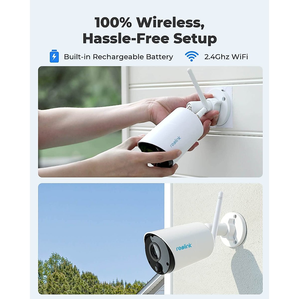 REOLINK Solar WiFi Camera Security Outdoor, Wireless Battery Powered, 3MP, 2-Way Talk, Night Vision, PIR Motion Detection, Works with Alexa/Google Assistant for Home Surveillance, IP65 Waterproof