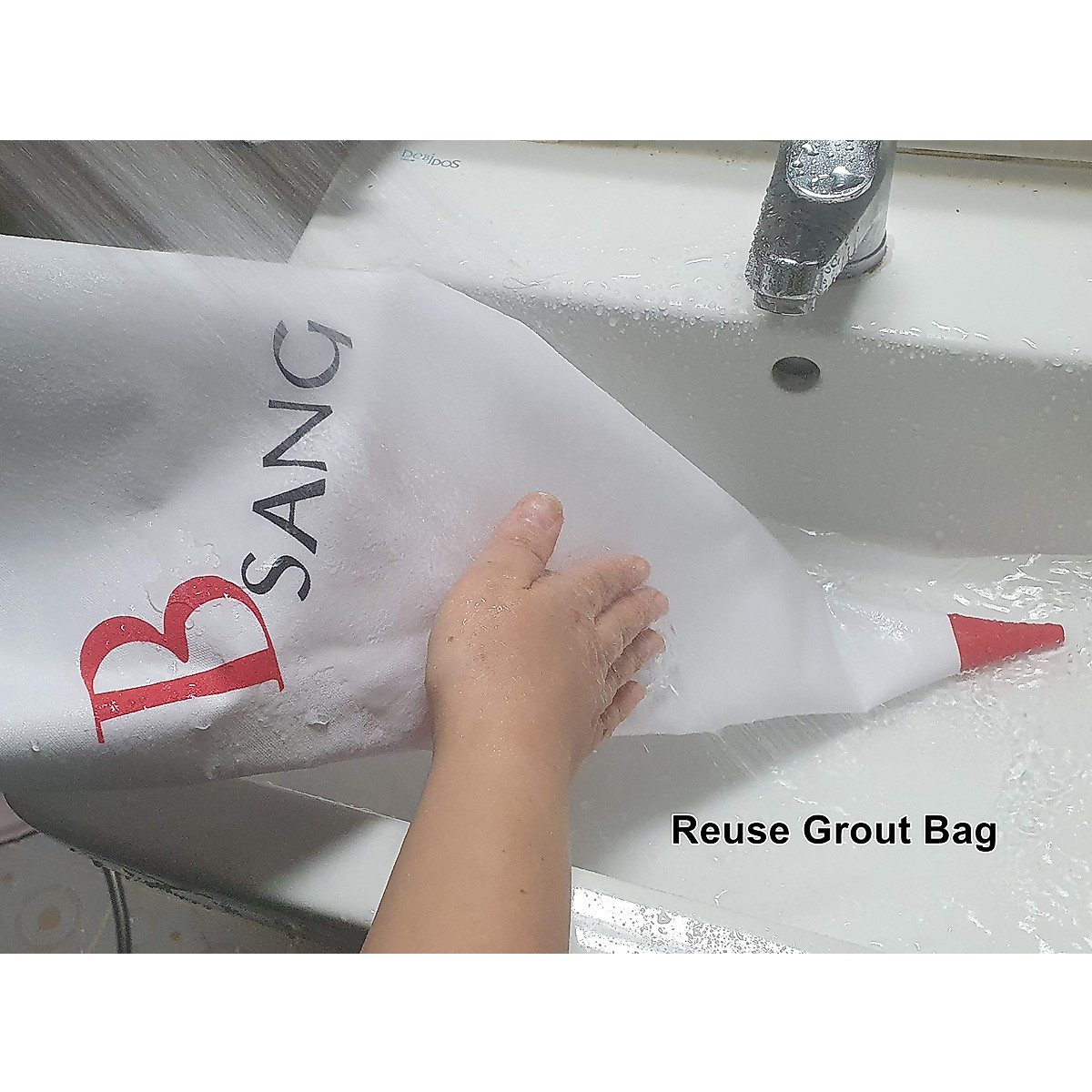 BSANG Tile Grout Masonry Mortar Bag, 13" by 24" Heavy Duty Vinyl Cement Piping Tool Tear Resistant Tip, Cement Sealer Bag (2-Pack)