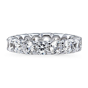 BERRICLE Sterling Silver Wedding Rings Cubic Zirconia CZ Statement Anniversary Eternity Ring for Women, Rhodium Plated Size 5