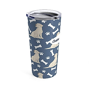 Custom Yellow Lab 20oz Travel Mug - Personalized Stainless Steel Insulated Tumbler Cup for Dog Lovers Warm Cold Drinks Coffee Beer Gifts for Men Women Labrador Retriever