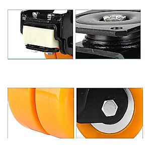 Chair Castors,Swivel Caster Wheels,Yellow Swivel Gate Wheel Polyurethane Plate Caster Fence Hardware,Heavy Duty Double Wheel,Scalable Double Spring Loaded,Secondary Shock Absorption,Plane Bearing,for