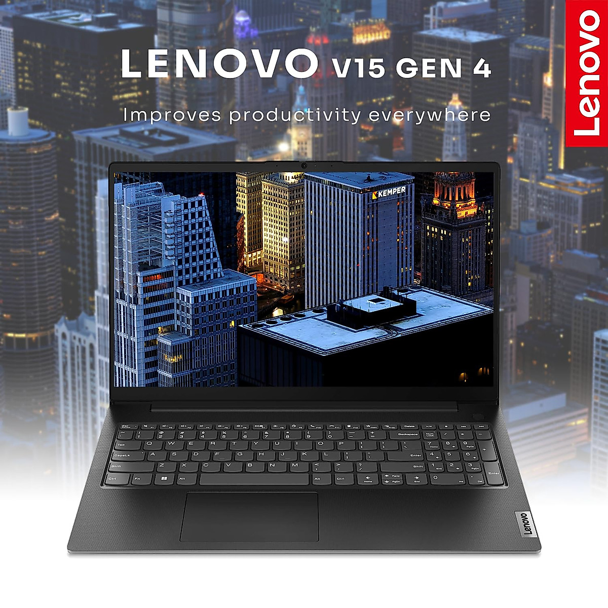 Lenovo V15 Gen 4 Business Laptop, 15.6" FHD Screen, AMD Ryzen 5 5500U, 16GB RAM, 2TB SSD, Webcam, HDMI, Wi-Fi, Windows 11 Pro, Black