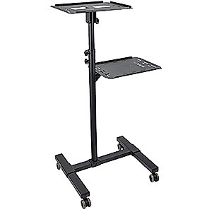 StarTech.com Mobile Projector and Laptop Stand/Cart - Heavy Duty Portable Projector Stand (2 Shelves, hold 22lb/10kg each) - Height Adjustable Rolling Presentation Cart w/Lockable Wheels (ADJPROJCART)