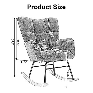 Nursery Rocking Chair for Baby, Indoor Velvet Fabric Nursing Chair, Modern Upholstered Glider Rocker Armchair with High Backrest for Bedroom Office Living Room (Light Pink)