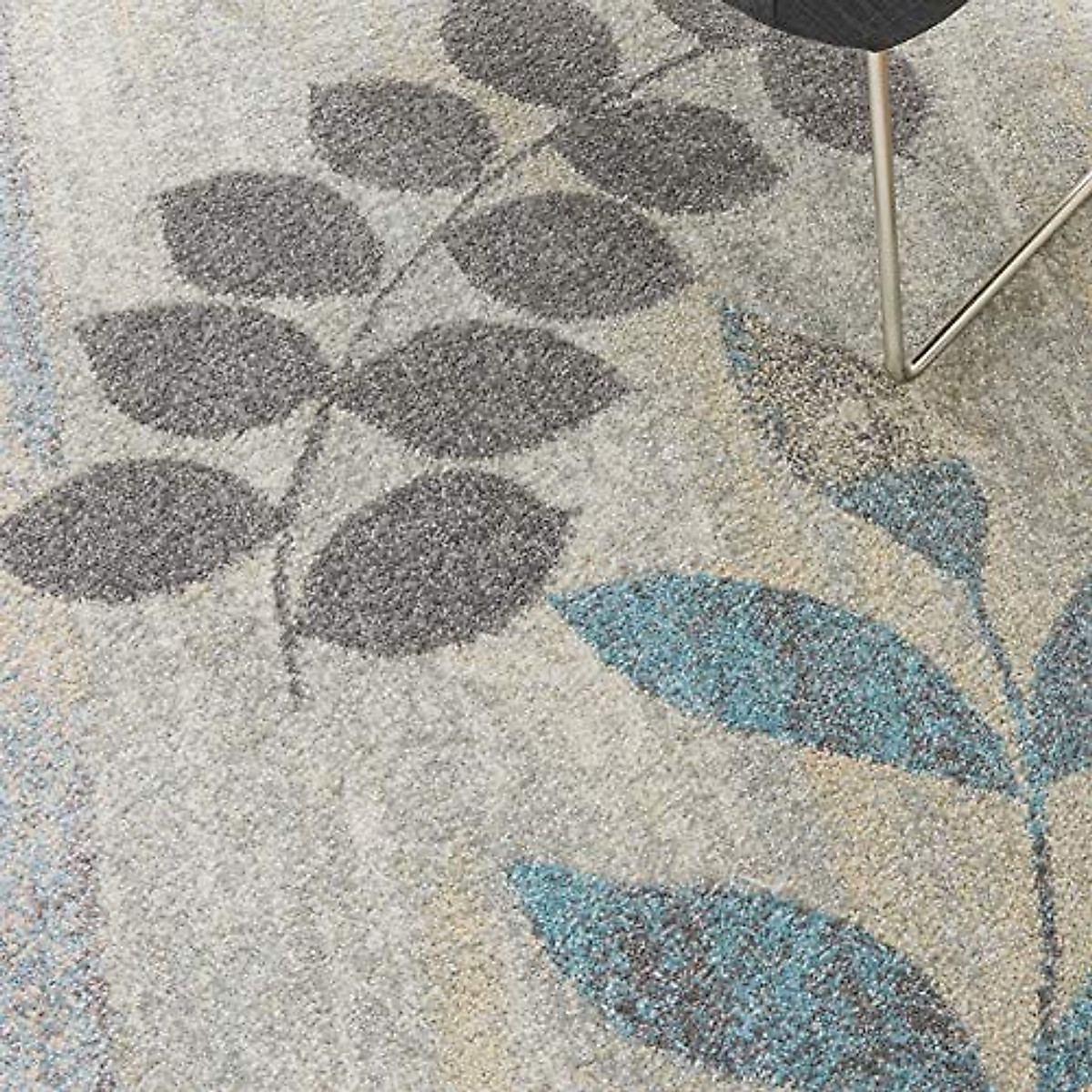 Nourison Tranquil Floral Ivory/Light Blue 4' x 6' Area -Rug, Easy -Cleaning, Non Shedding, Bed Room, Living Room, Dining Room, Kitchen (4x6)