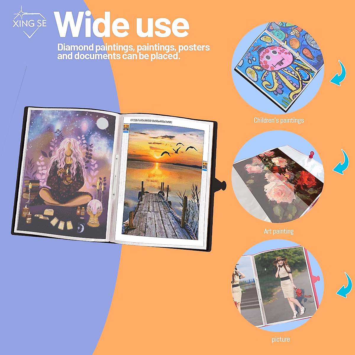 XINGSE A3 Art Storage Book A3 Diamond Painting Kit Storage Book Diamond Art Storage Room, 30 Inside Pages Suitable for Multiple Sizes