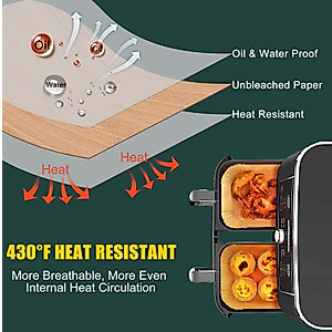 Air Fryer Disposable Paper Liners for Ninja Dual Airfryer, Non-Stick Parchment Paper Rectangular, Air Fryer Accessories, Oil Proof, Water Proof, Paper Liner for Microwave Oven (100PCS, 8.6in x 5.5in）