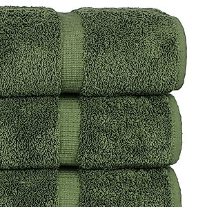 Chakir Turkish Linens 100% Cotton Premium Turkish Towels for Bathroom | 27'' x 54'' (4-Piece Bath Towels - Moss)