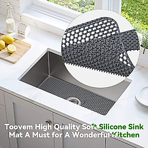 Silicone Sink Mat Toovem Kitchen Sink Mats 26''x14'' Sink Protectors for Kitchen Sink with Heat Resistant Flexible Stable for Bottom of Farmhouse Stainless Steel Porcelain Sink Pad