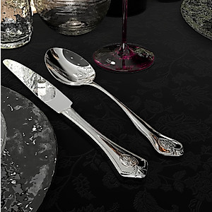 Regent Bead Flatware Set, 20-Piece Stainless-Steel Luxury Silverware Set Service for 4, Pearled Edge Tableware Cutlery Include Knife Fork Spoon, Dishwasher Safe