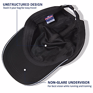 GADIEMKENSD Women's Race Day Running Hat Performance Mesh Baseball Cap - Excellent Ventilation, Lightweight, Reflective Safety Ponytail Hats for Exercise Golf Hiking Beach Workout Gym Black