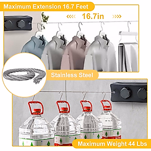 Retractable Clothesline Indoor Outdoor, 16.7 Ft Double Steel Wire Wall Mounted Drying Rack, Prevent Sagging, Heavy Duty Clothes Drying Laundry Line for Balcony, Laundry Room, Yard, Dormitory (Black)