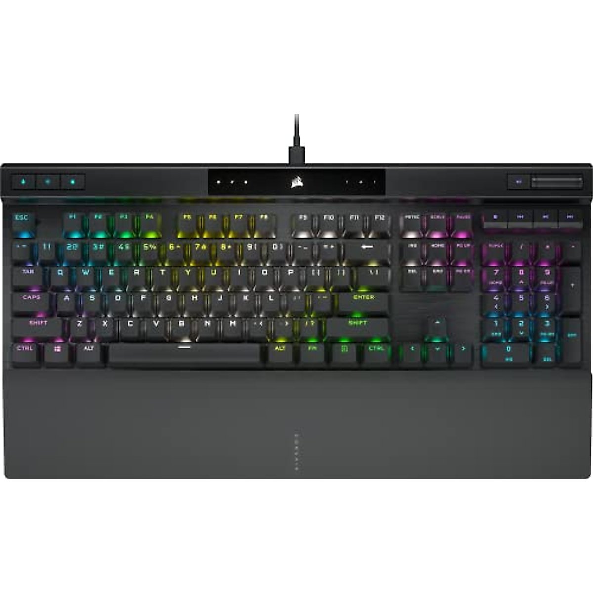 Corsair K70 PRO RGB Optical-Mechanical Gaming Keyboard - OPX Linear Switches, PBT Double-Shot Keycaps, 8,000Hz Hyper-Polling, Magnetic Soft-Touch Palm Rest - NA Layout, QWERTY - Black