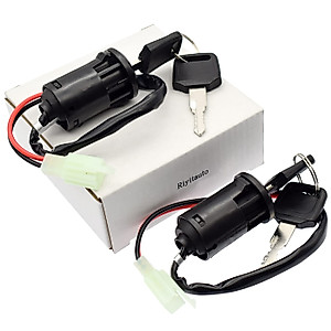 Riyitauto 2 PCS 2 Wire Ignition Key Switch for Electric Scooter Golf Scooter Bikes ATV Moped GoKart U KS51 Motorcycle 2 Position Type on Off