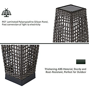 Grand patio Outdoor Solar Powered Resin Wicker Floor Lamp, Outdoor Weather-Resistant Deck Light, for Garden or Porch -Large Fuji, Dark Brown