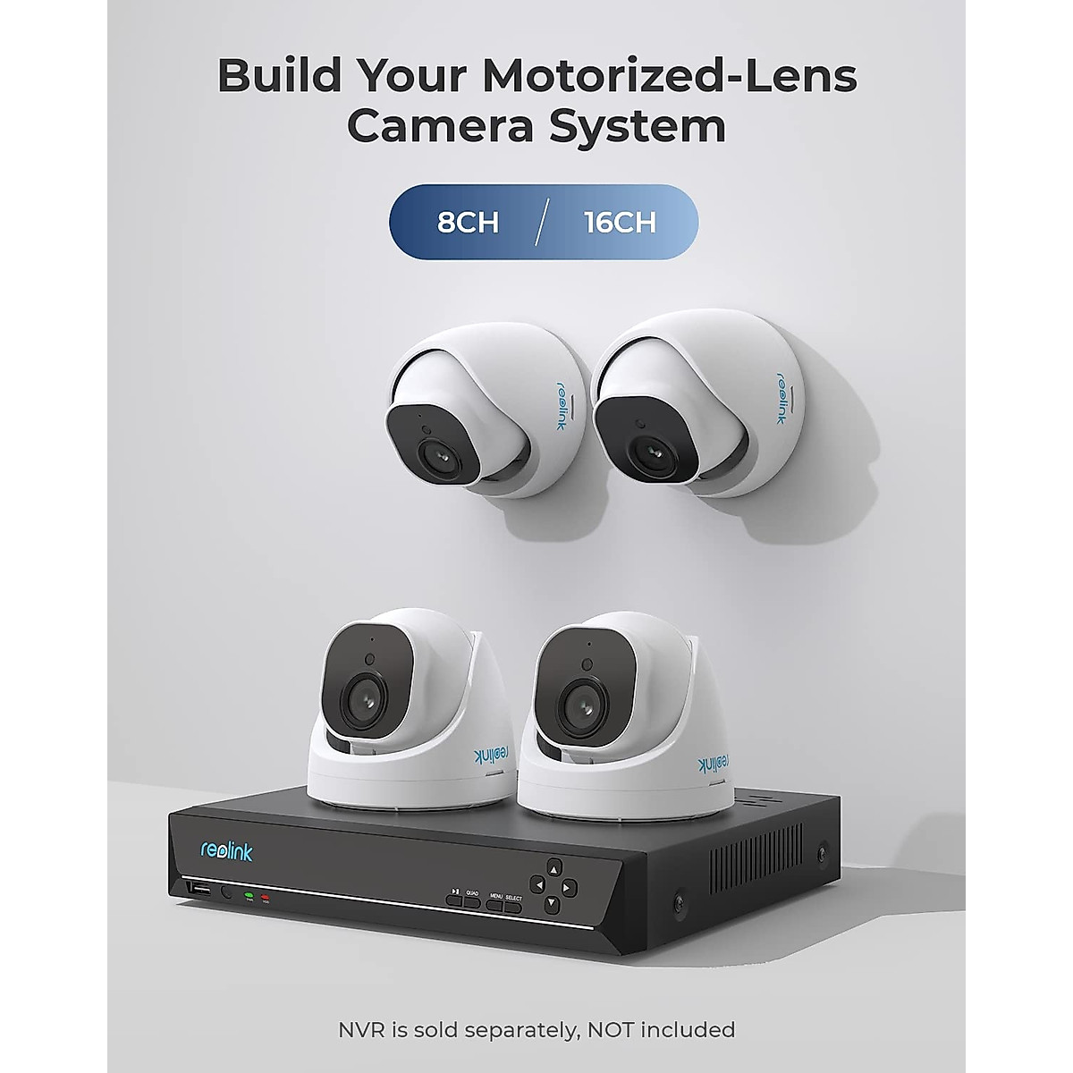 REOLINK 4K 8CH PoE Security Camera System, 4X RLC-822A PoE Outdoor Security Cameras Bundle RLN8-410 NVR 8 Channel Pre-Installed 2TB Hard Drive, 3X Optical Zoom, Human/Vehicle/Pet Detection