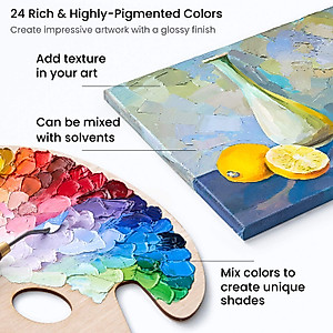 ARTEZA 24 Oil Paint Set, Oil Based Paints in 12ml/0.4 US fl oz Tubes, Richly Pigmented Oil Painting Supplies